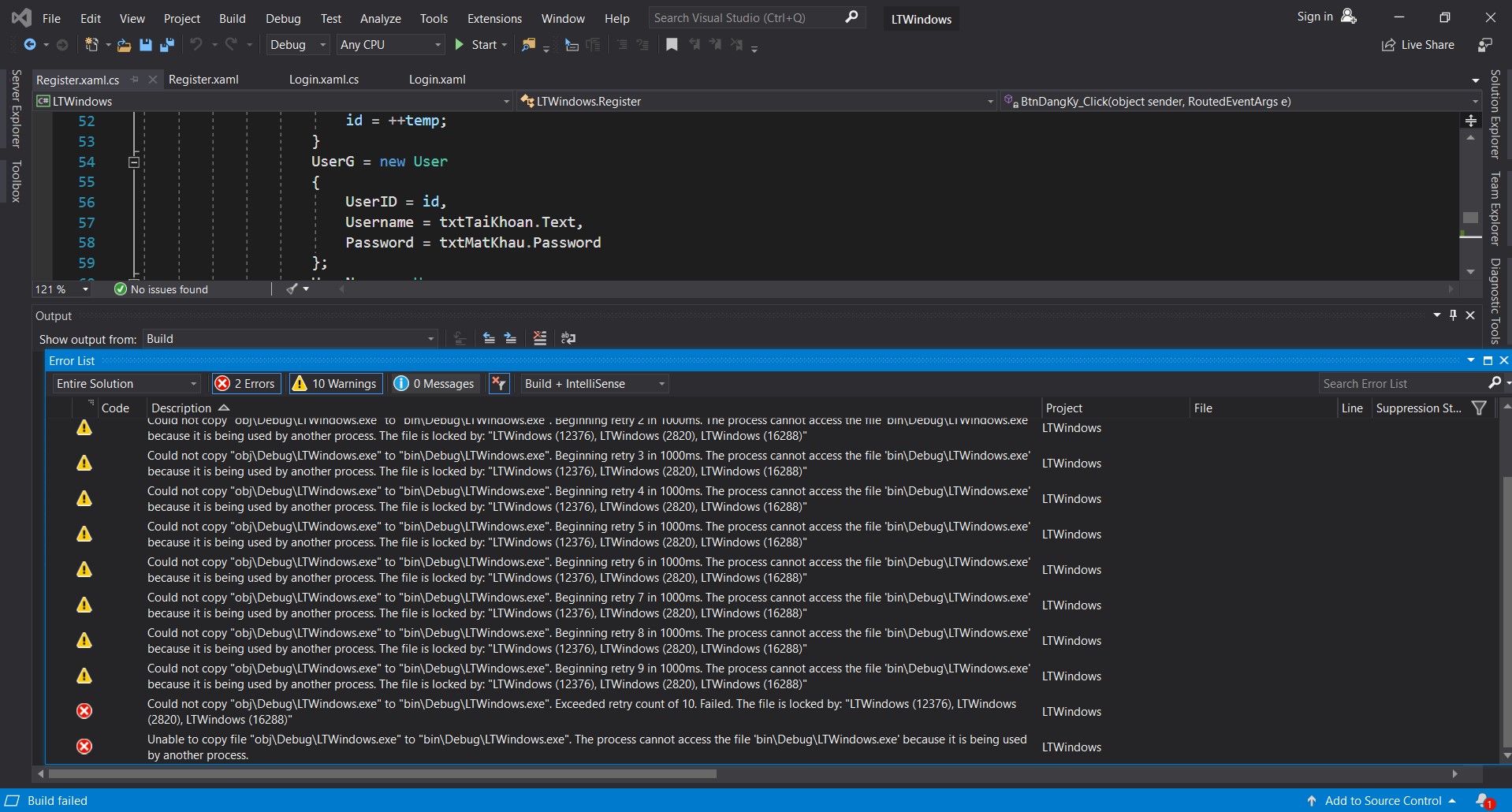 L I Debug Wpf Visual Studio Programming D Y Nhau H C