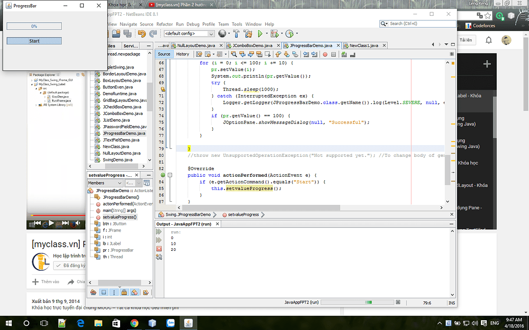 Lỗi setValue cho JProgressBar trong java Swing - programming - Dạy Nhau Học