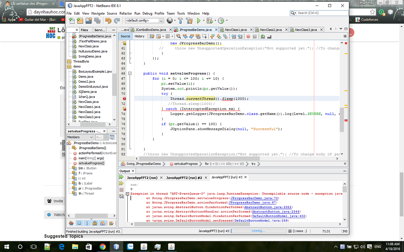Lỗi setValue cho JProgressBar trong java Swing - programming - Dạy Nhau Học