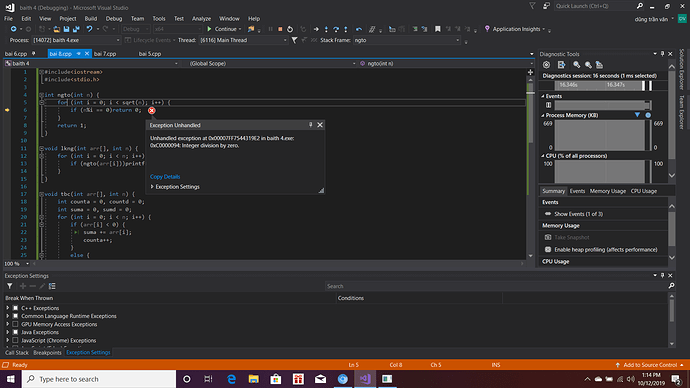 Lỗi lập trình c "Integer division by zero" - programming - Dạy Nhau Học