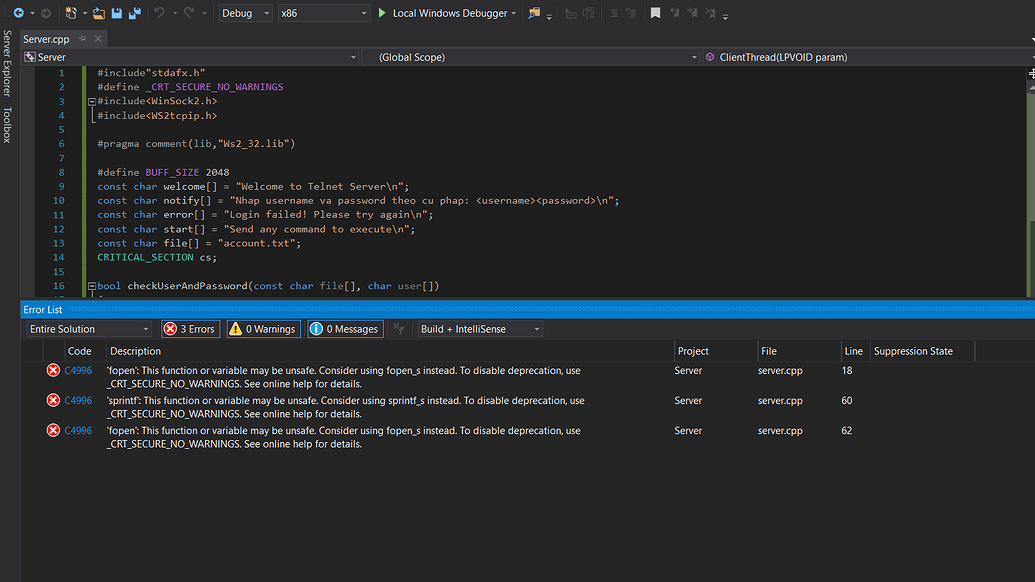 Lỗi Visual Studio define _CRT_SECURE_NO_WARNINGS - programming - Dạy ...