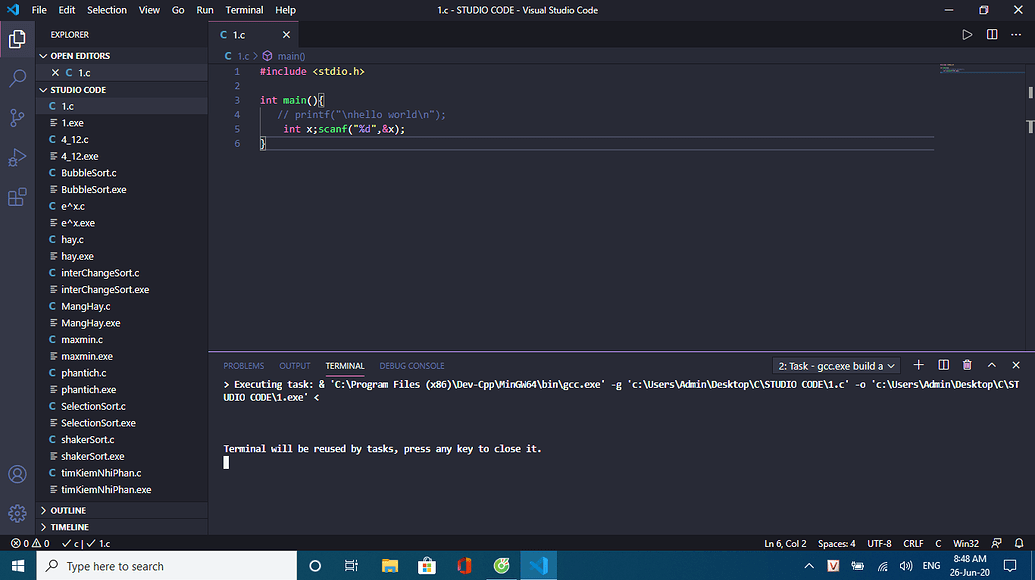 Chạy code trên terminal VS code - programming - Dạy Nhau Học