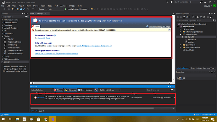Lỗi Winform Visual studio 2017 - programming - Dạy Nhau Học
