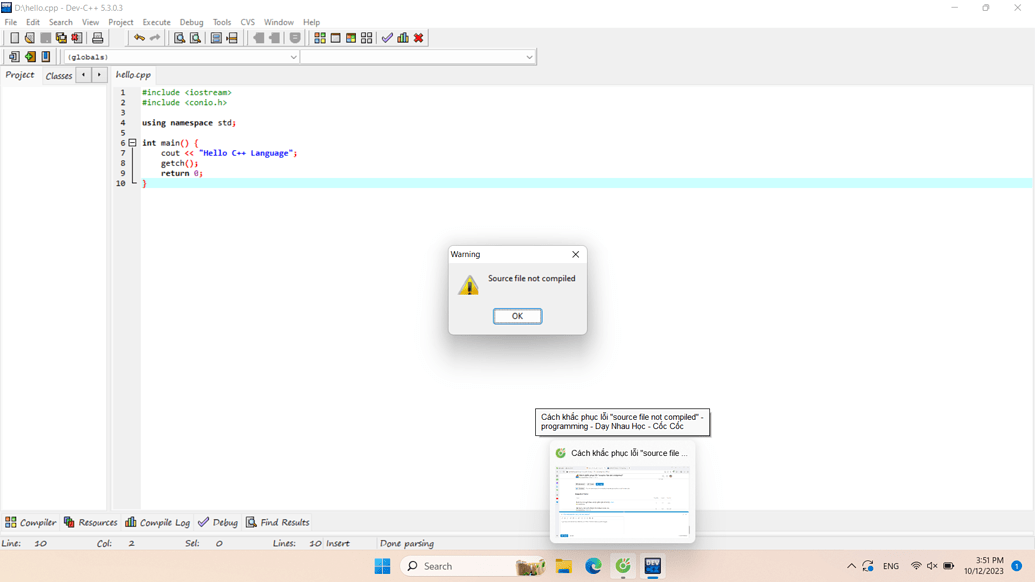 Cách khắc phục lỗi "source file not compiled" - programming - Dạy Nhau Học