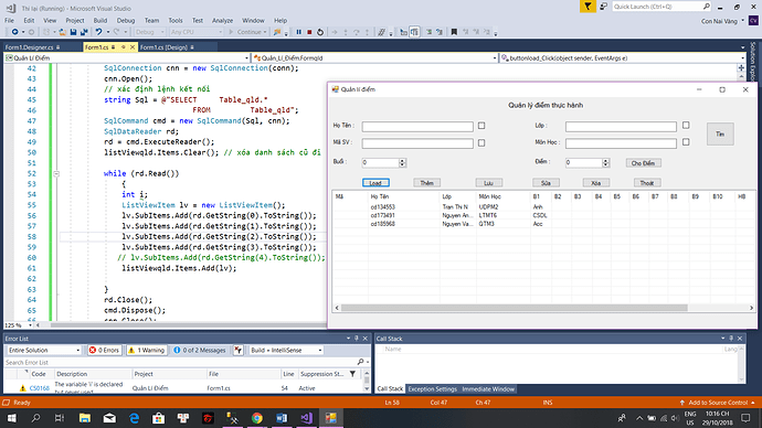 Lỗi khi chèn data vào ListView trong WinForm - programming - Dạy Nhau Học