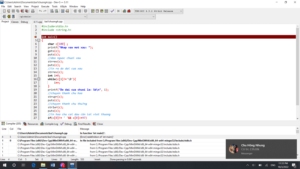 Lỗi khi chạy code trên dev-c++ - programming - Dạy Nhau Học