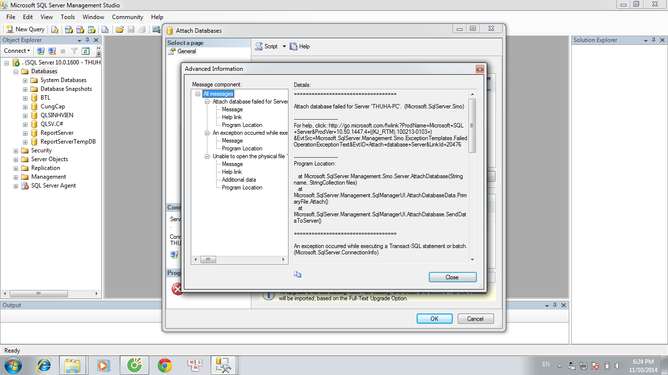 Sửa lỗi attach file mdf va ldf trong sql server 2008 - programming - Dạy Nhau Học