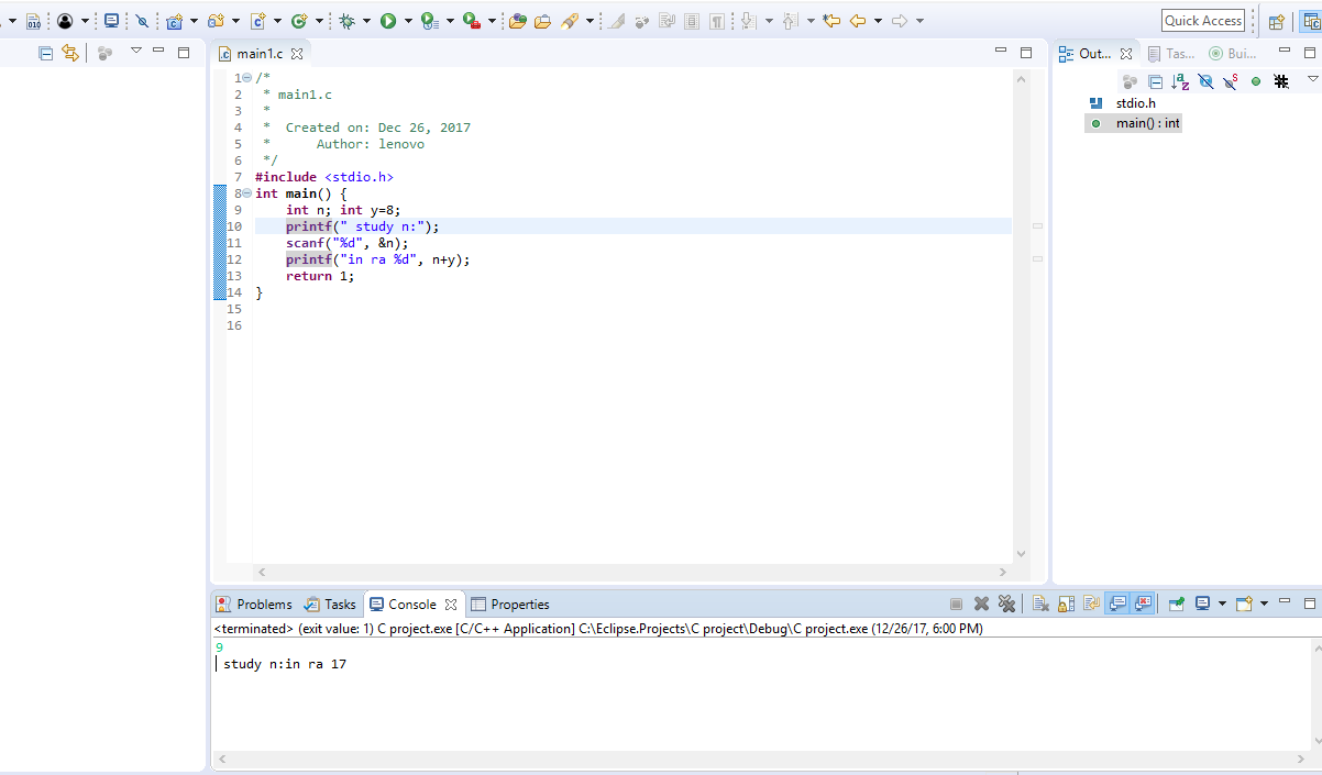 Eclipse: Hàm scanf chạy trước hàm printf mặc dù trong code ở sau - programming - Dạy Nhau Học