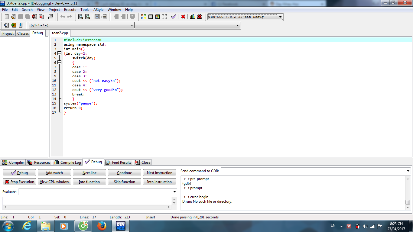 Can't debug in dev c++ - randomq - Dạy Nhau Học