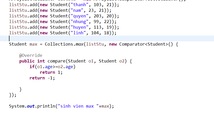 Giải thích phương thức max của class Collection - programming - Dạy ...