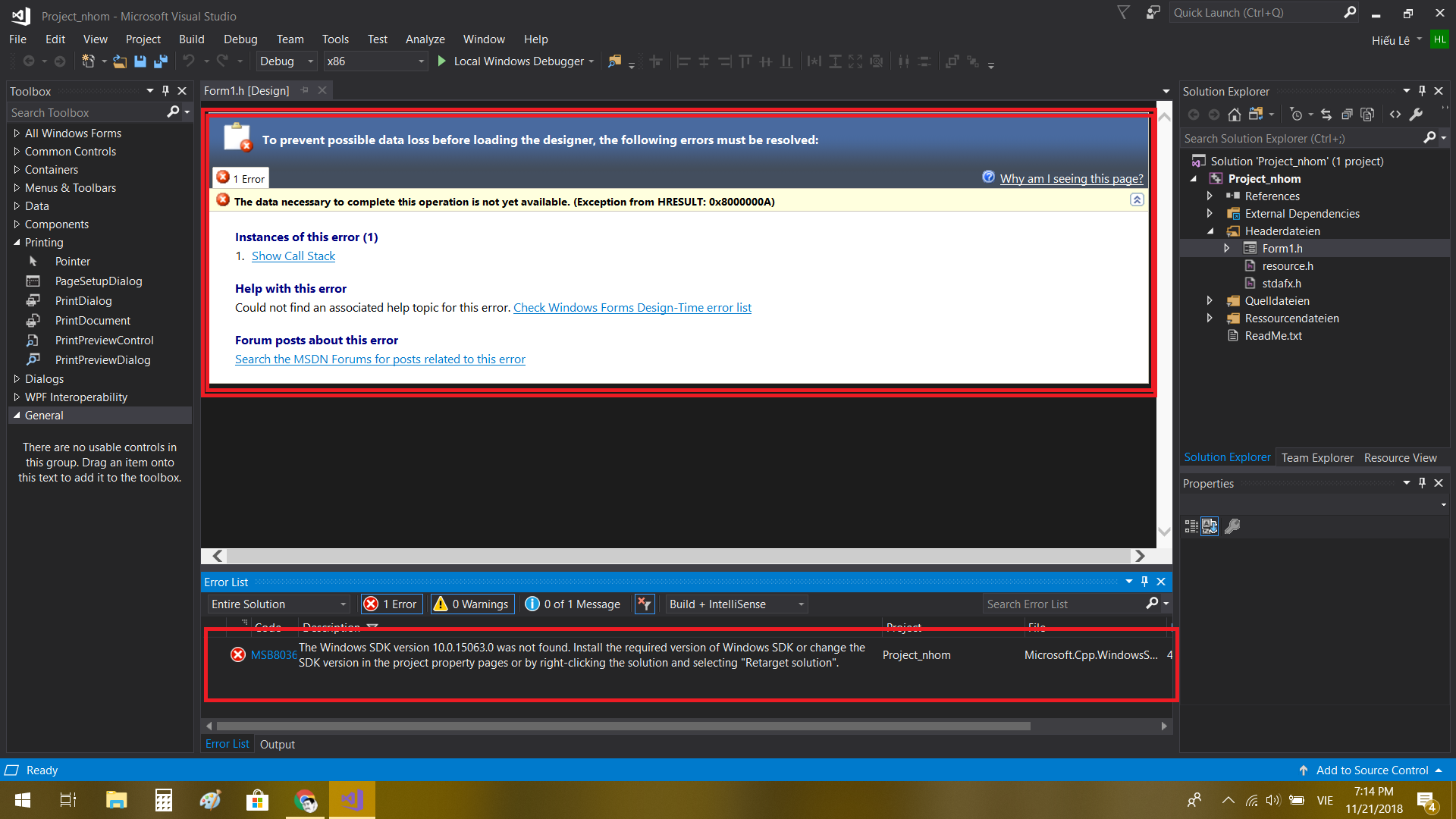 Lỗi Winform Visual studio 2017 - programming - Dạy Nhau Học