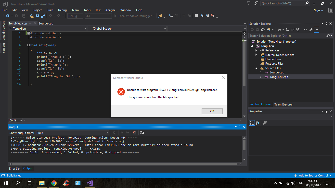 Chạy Code C Trên Vs Bị Lỗi The System Cannot Find The File Specified
