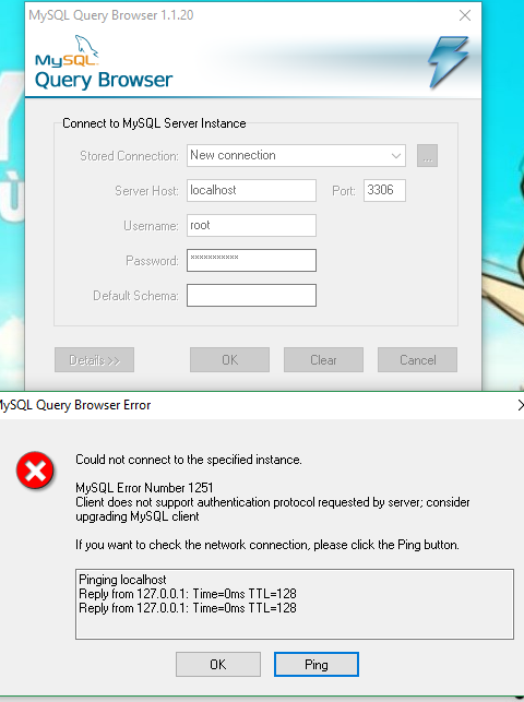 Lỗi kết nối mySQL Query browser với mySQL - programming - Dạy Nhau Học