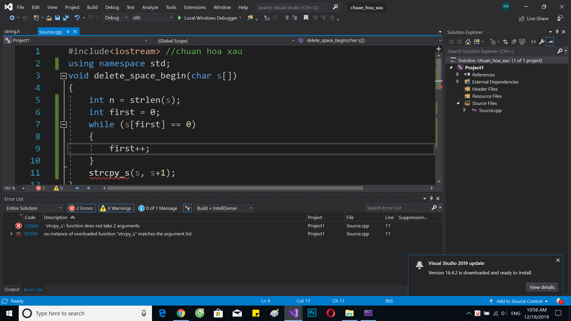 Lỗi hàm strcpy_s - programming - Dạy Nhau Học
