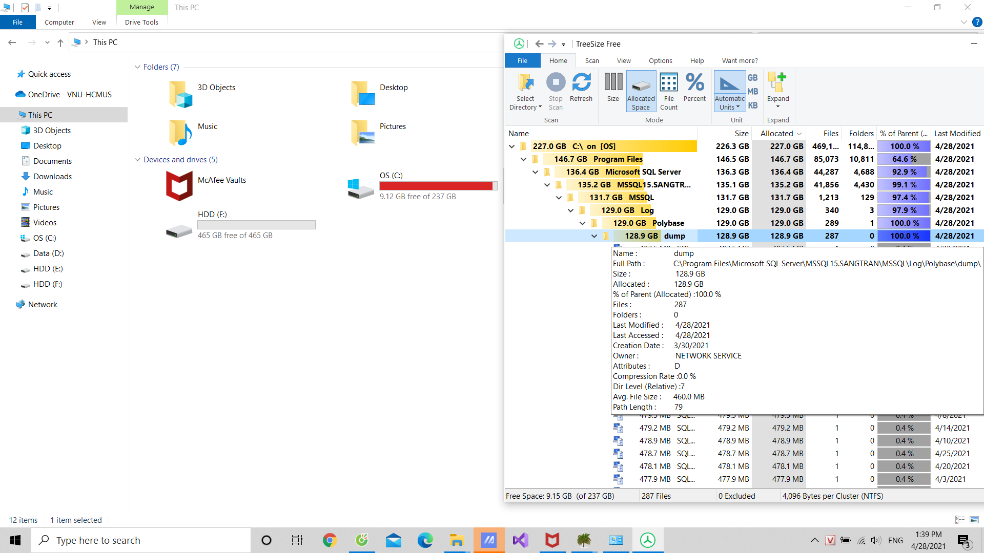 Th M c Dump Trong SQL Server Chi m T i 130GB C a C Randomq D y 