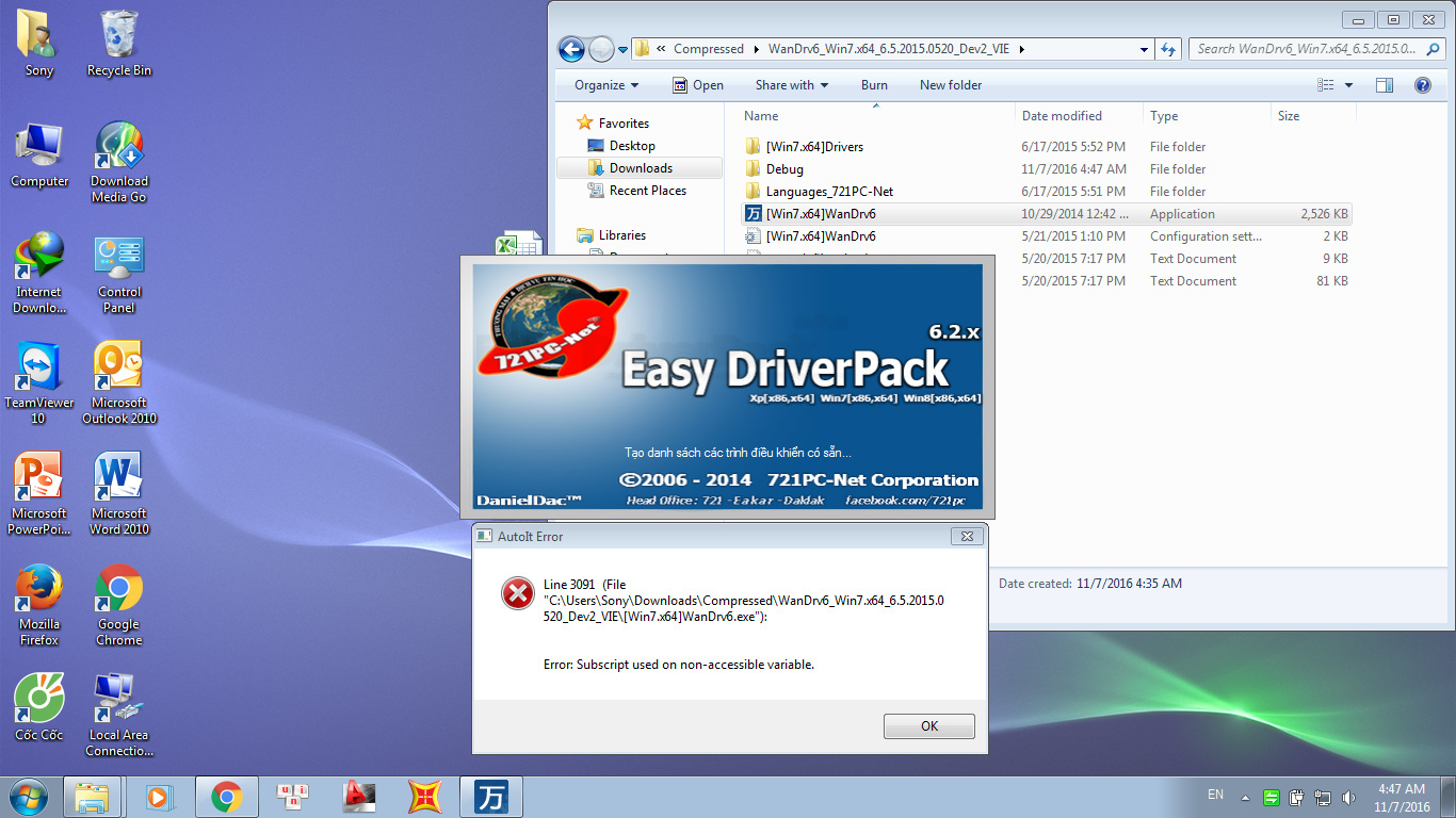 Lỗi khi cài đặt Driver cho máy tính với Easy DriverPack - randomq - Dạy Nhau Học