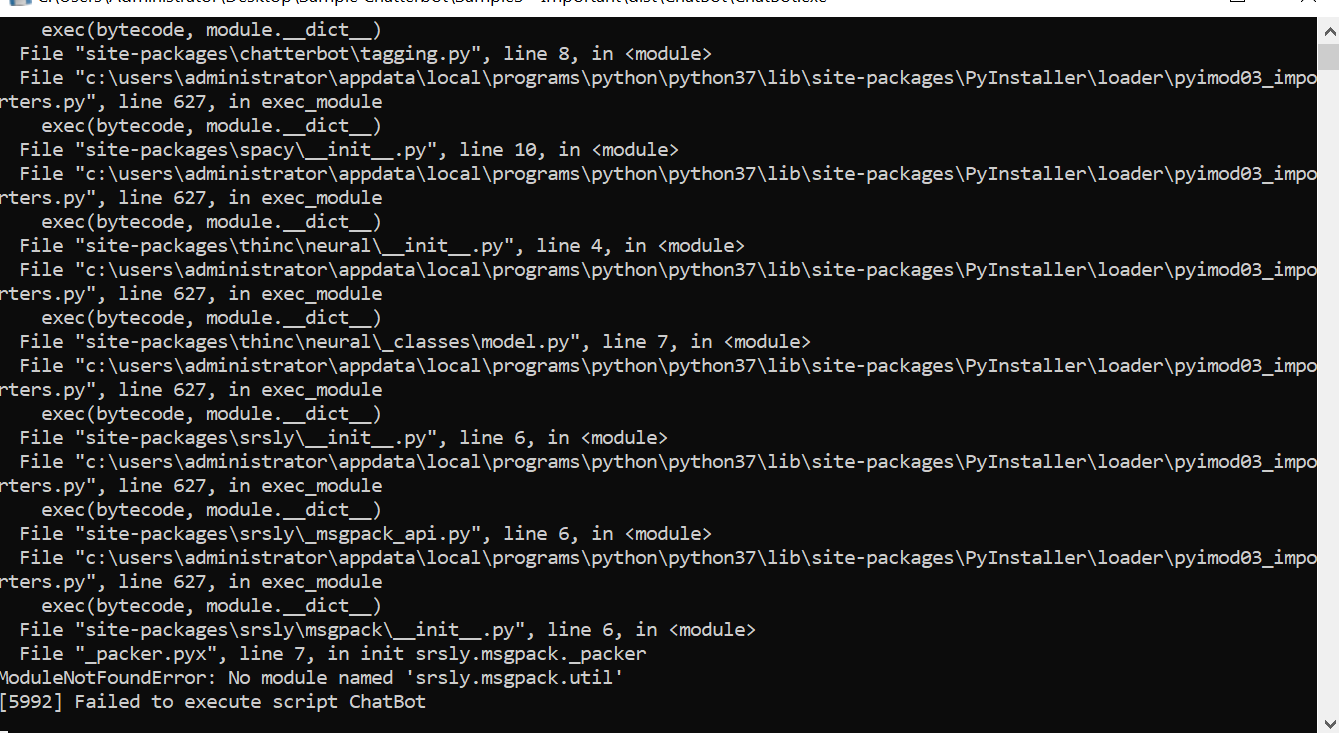 Lỗi : ModuleNotFoundError: No module named "srsly.msgpack.util" - programming - Dạy Nhau Học