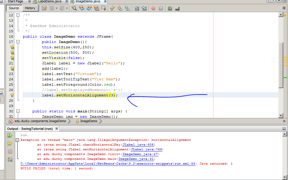 Hỏi về một số phương thức trong lớp JLabel - programming - Dạy Nhau Học